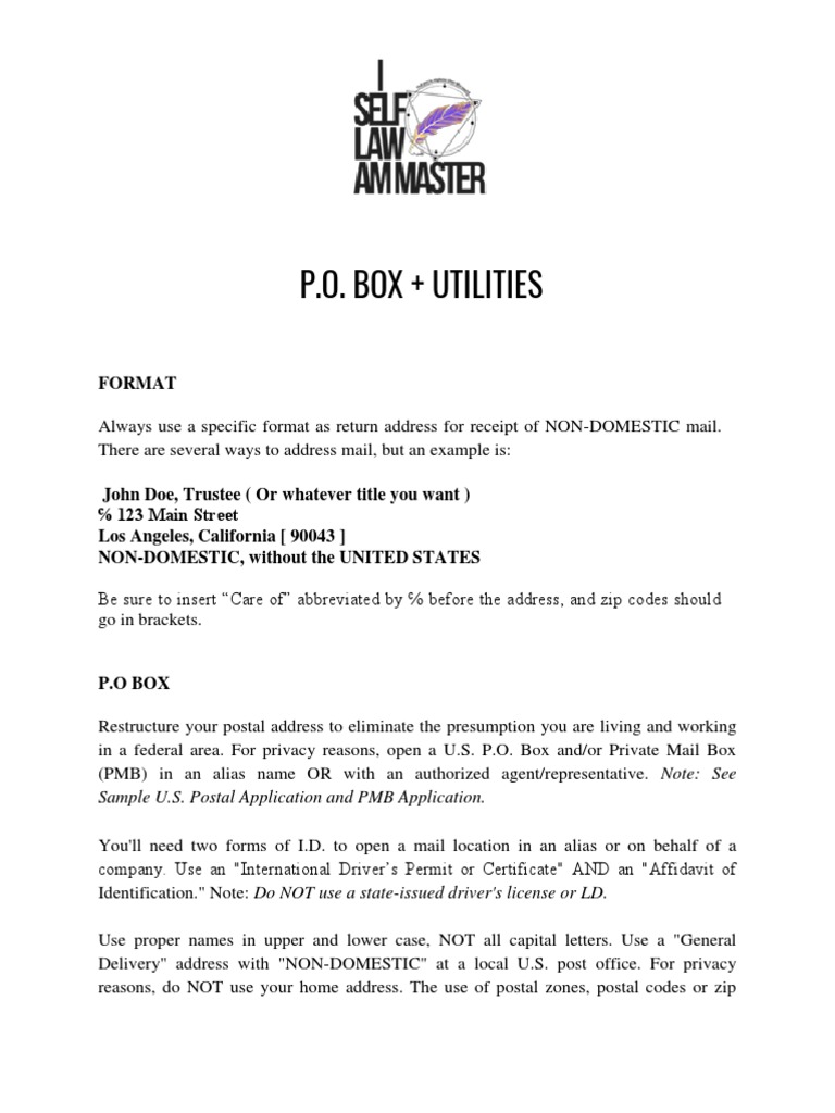 P.O Box + Utilities | PDF | Zip Code | Mail