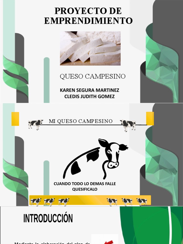 Proyecto de Emprendimiento Queso Campesino | PDF | Queso | Leche