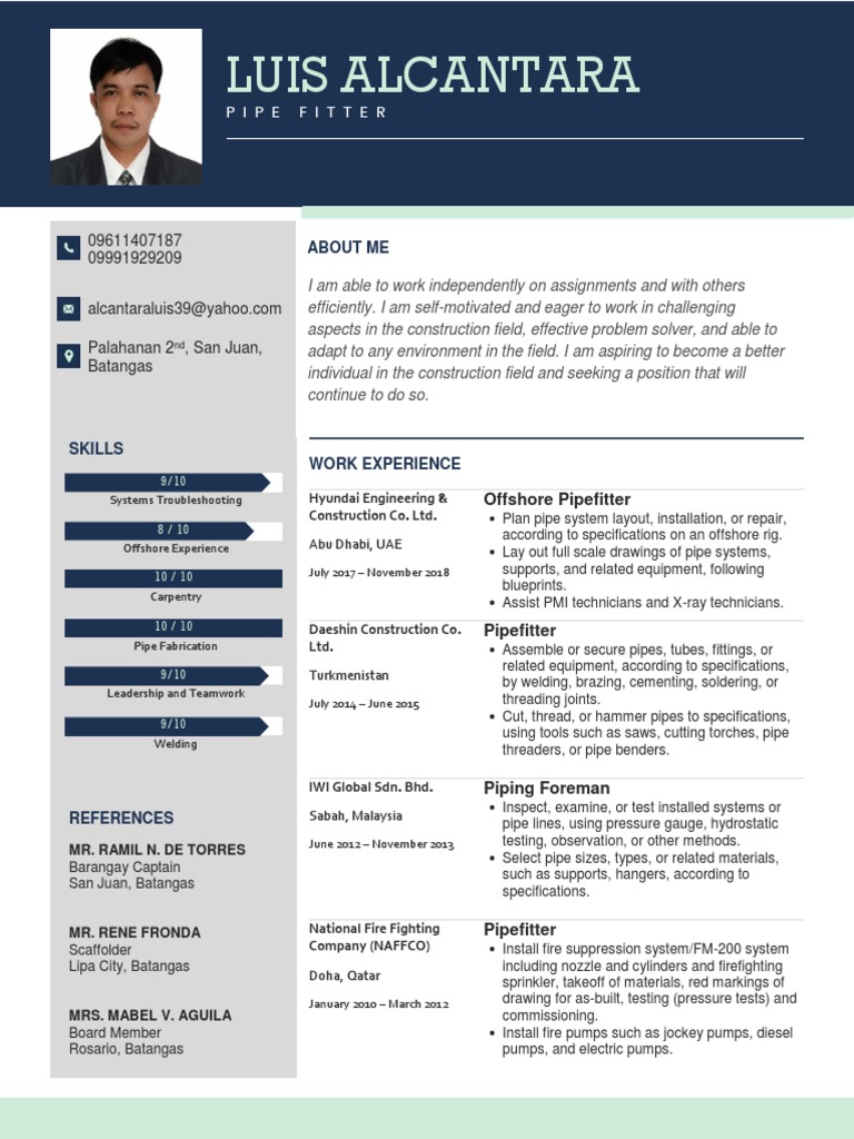 Alcantara Luis Resume | PDF | Pipe (Fluid Conveyance) | Energy Technology