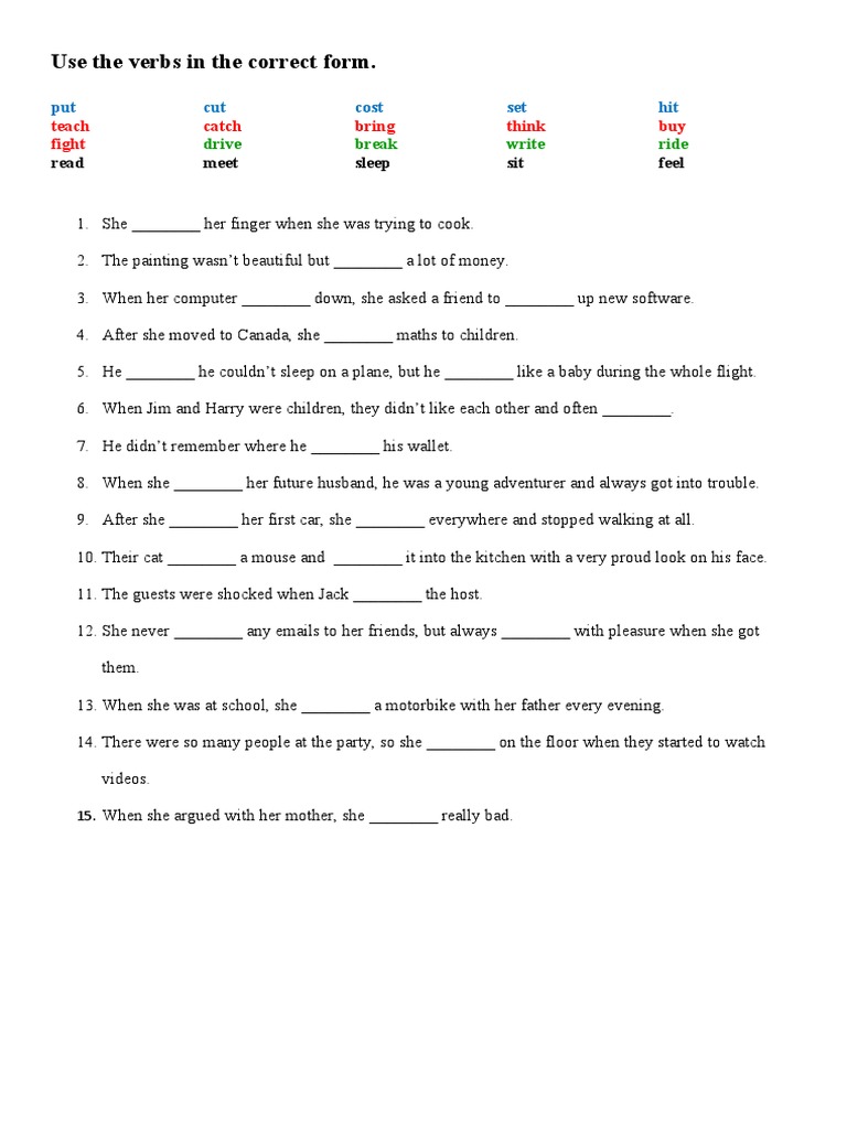 Verb Form Practice Exercise | PDF