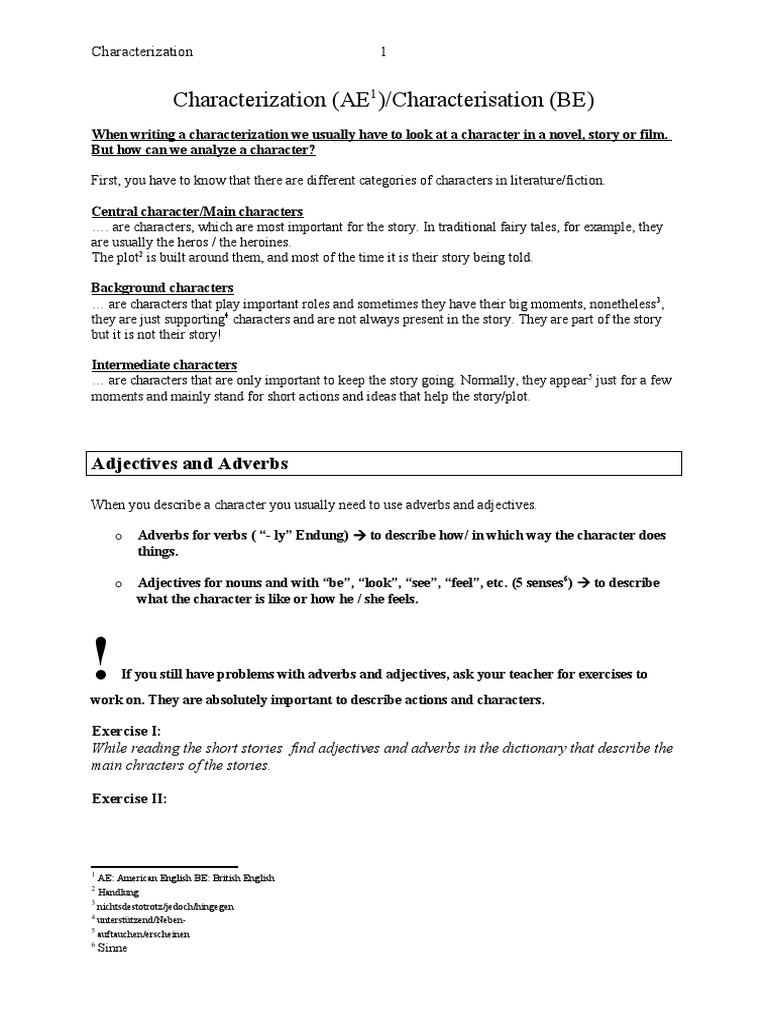 Steps For Characterization | PDF | Adjective | Adverb