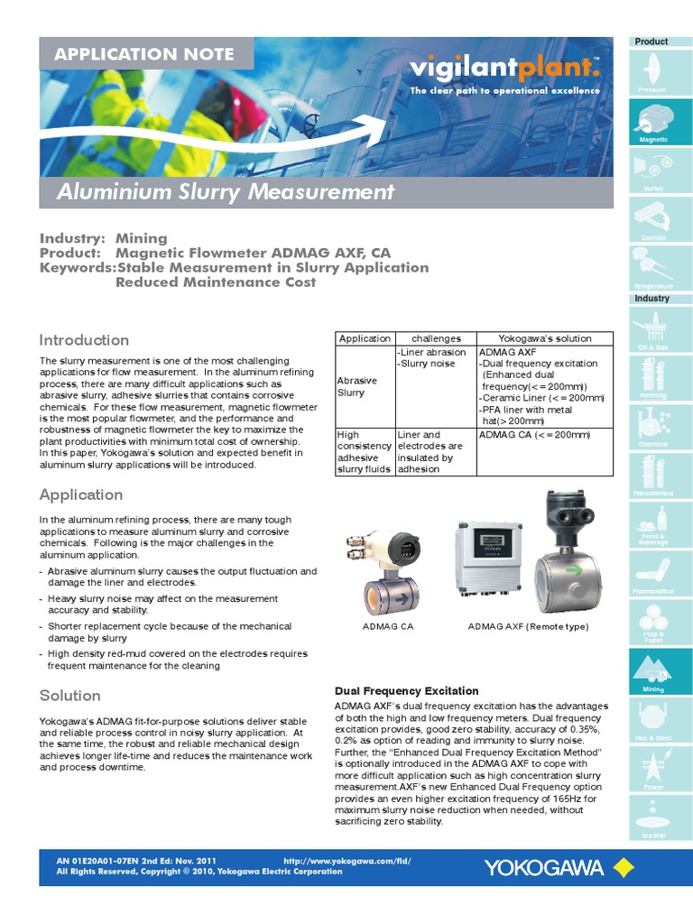 Aluminium Slurry Measurement: Application Note | PDF | Flow Measurement ...