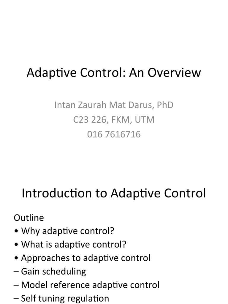 Overview of Adaptive Control Techniques | PDF | Control Theory ...