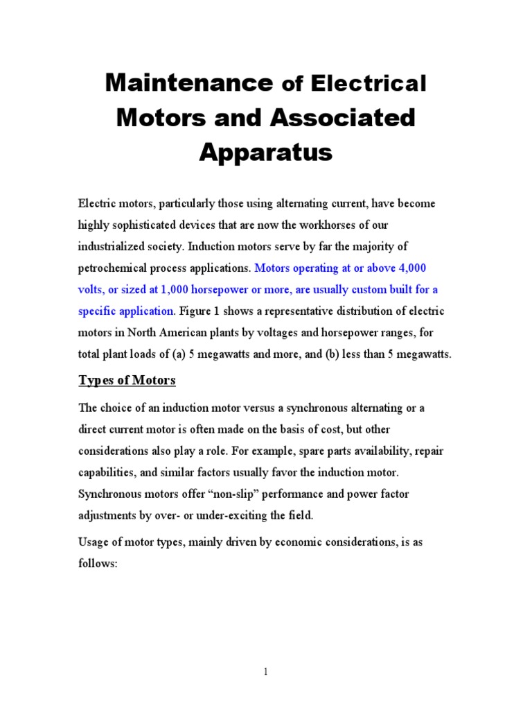 Maintenance of Electrical Motors 1.1 | PDF