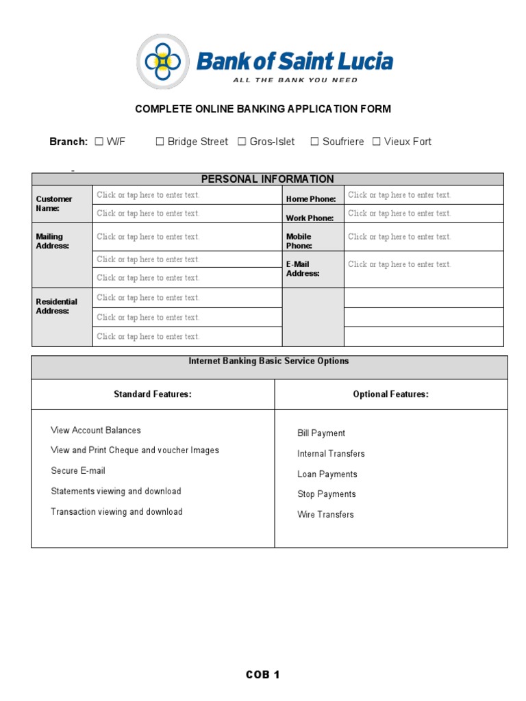 COB Application Form New | PDF | Financial Technology | Finance & Money ...