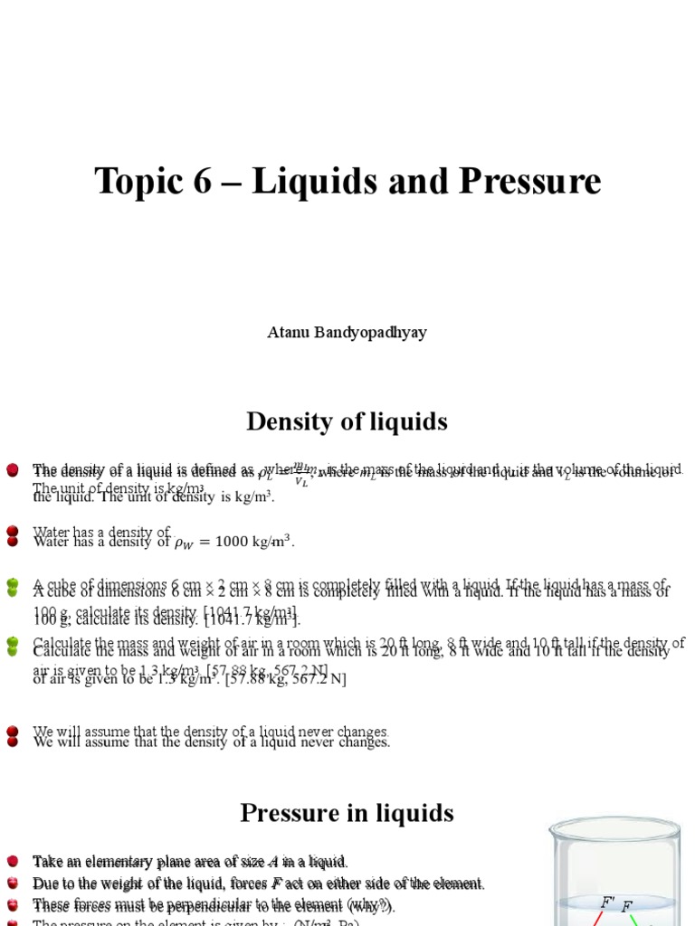 Topic 6 - Liquids and Pressure | PDF | Buoyancy | Pressure