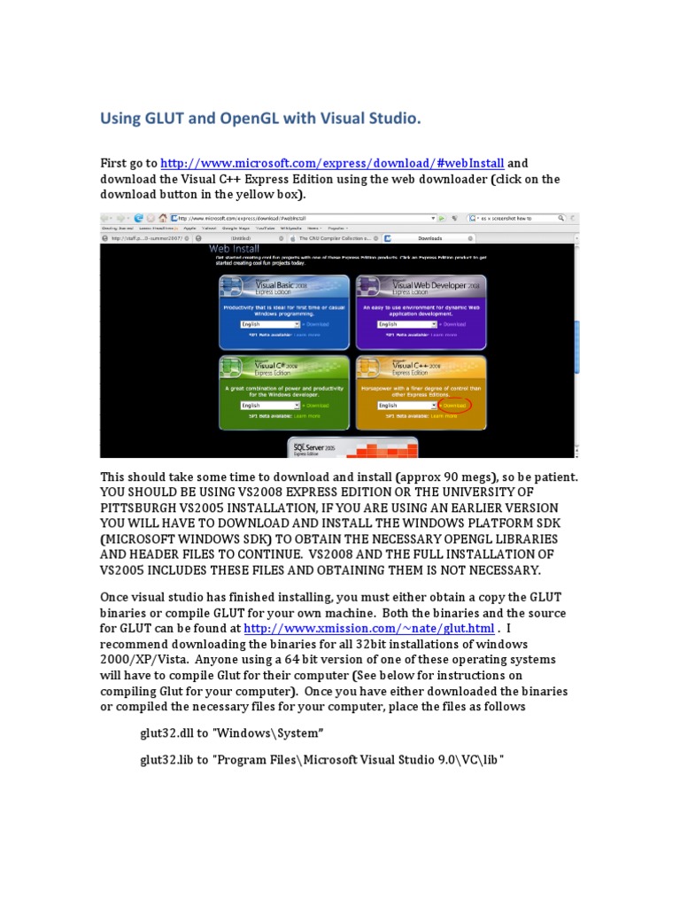 Using Glut and Opengl With Visual Studio | PDF | Microsoft Visual Studio | Computer File