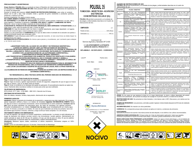 Instrucciones de Uso de Polisul 35 | PDF | Vómitos | Agua
