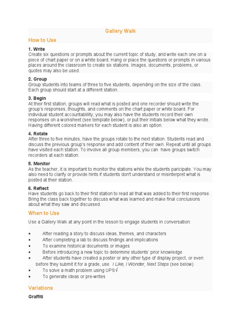 Gallery Walk Template Sec | PDF | Poster | Classroom