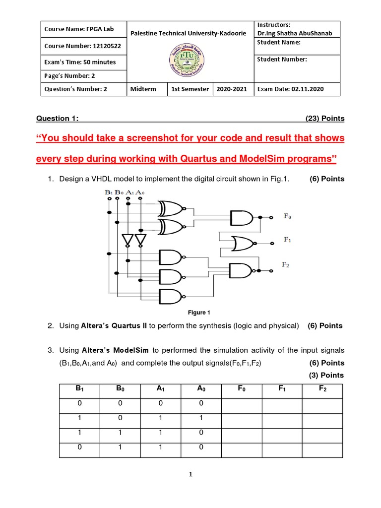 Midterm PDF | PDF | Vhdl | Digital Technology