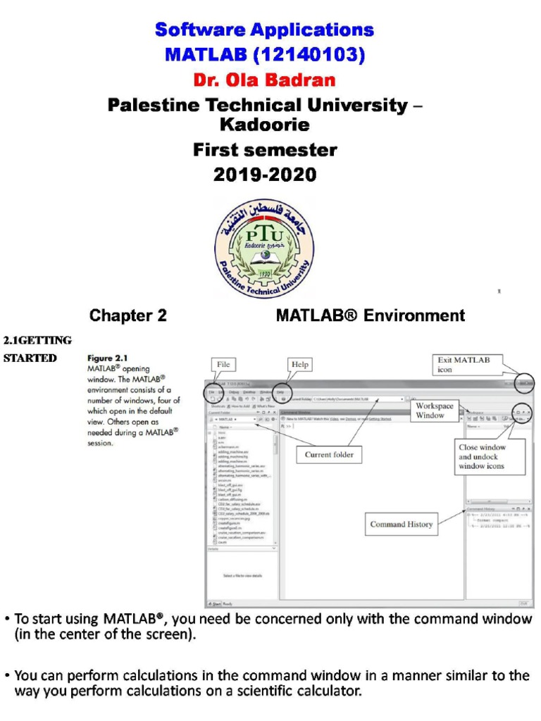 Chapter 2 MATLAB Environment Part 1 | PDF