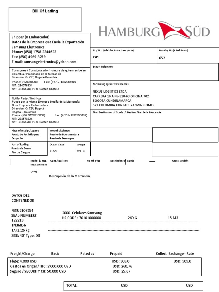 L Documento de Transporte Maritimo | PDF | Canal y Marítimo | Servicio ...
