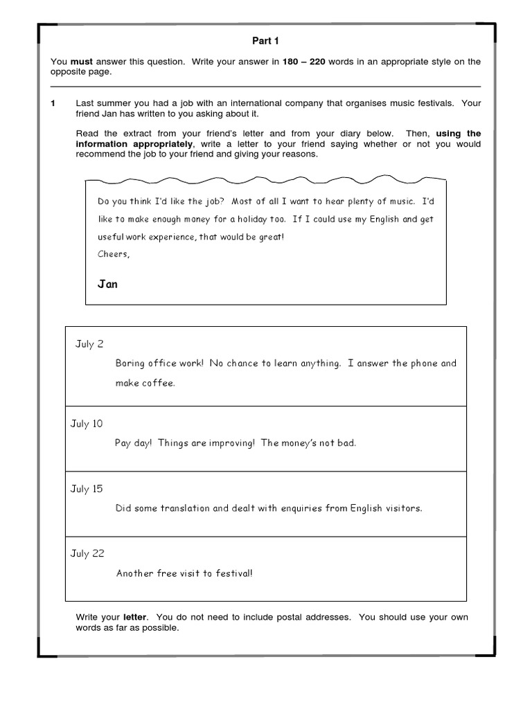 CAE Writing Full Test Teacher Handbook 08 PDF | PDF | Question
