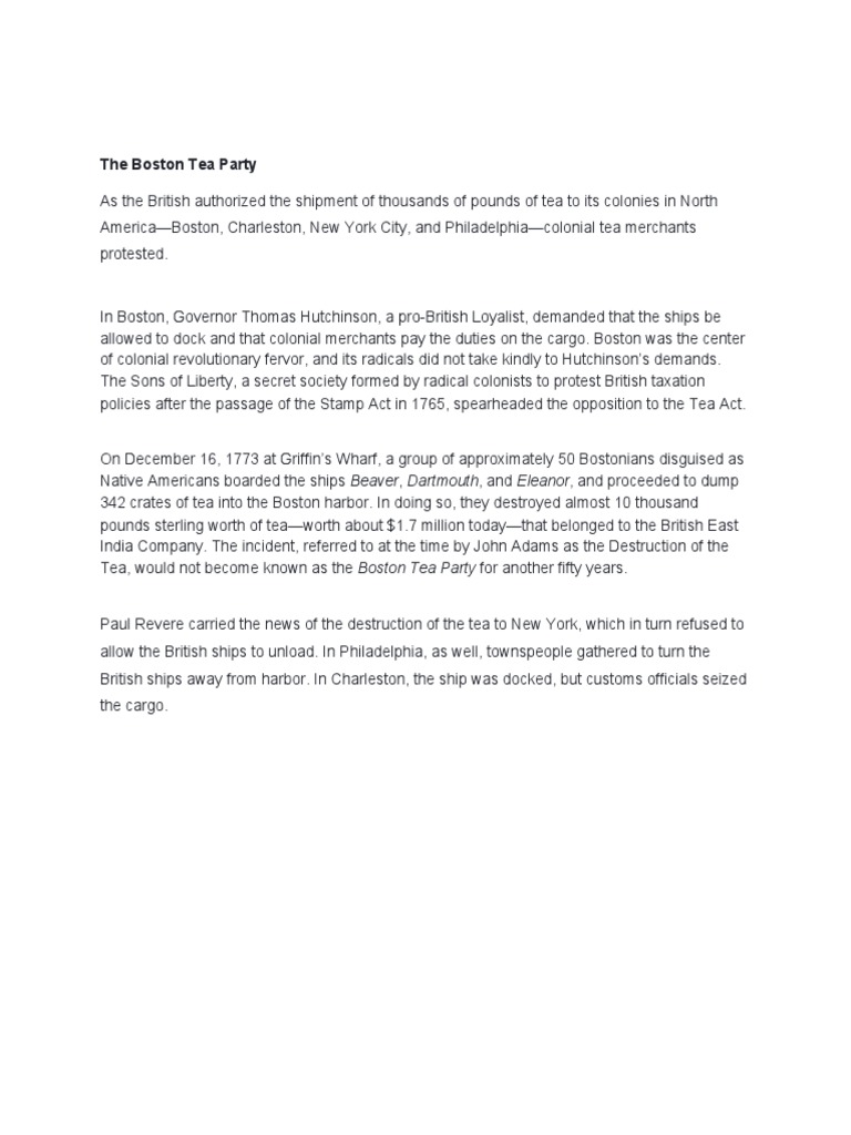 Boston Tea Party | PDF