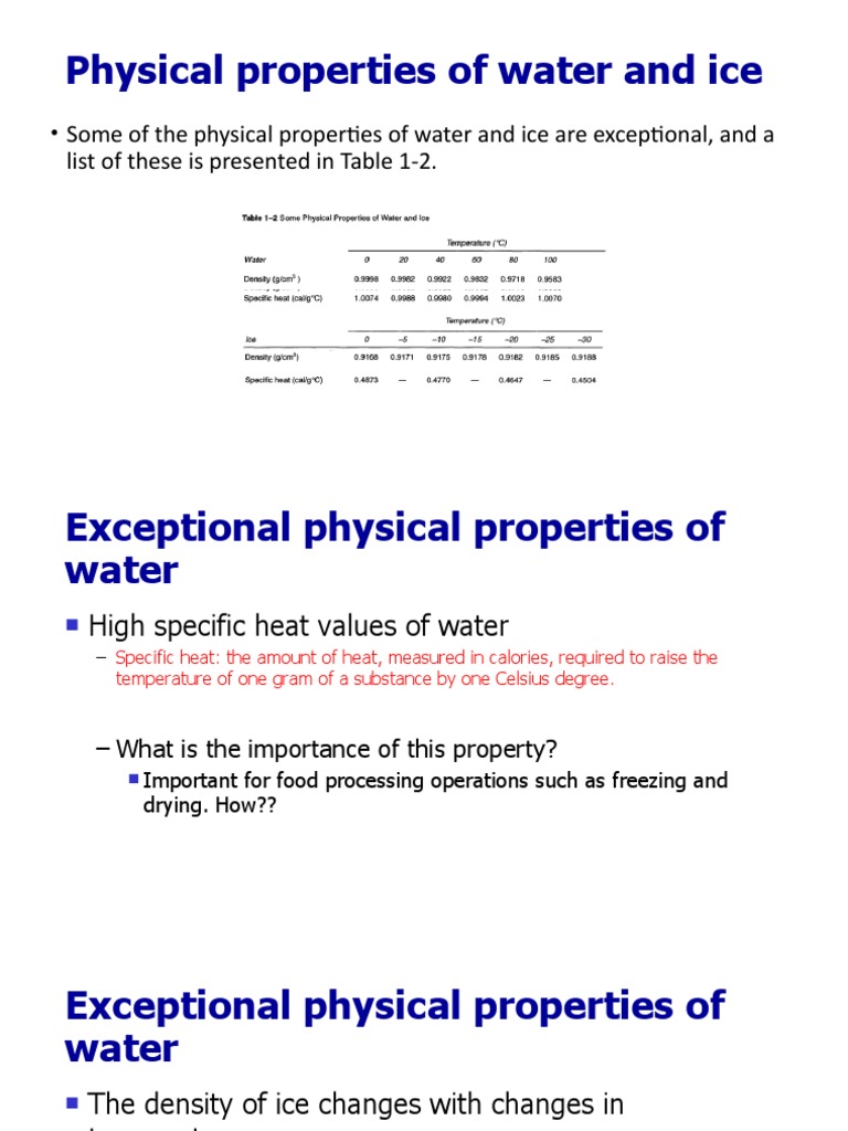 Physical Properties of Water and Ice | PDF | Properties Of Water ...