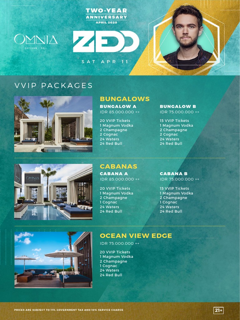 VIP & VVIP Package Pricing 21+ | PDF | Drink | Alcoholic Drinks