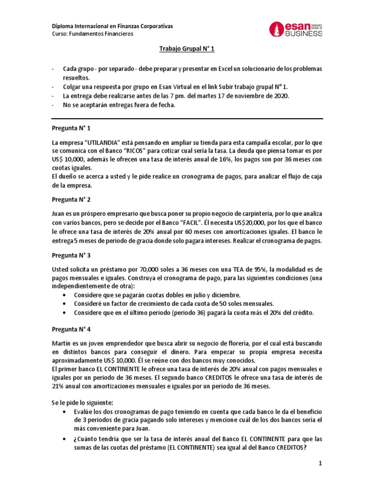 Trabajo Grupal N°1 | PDF | Interés | Bancos