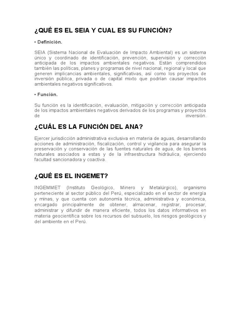 Qué Es El Seia y Cual Es Su Función | PDF