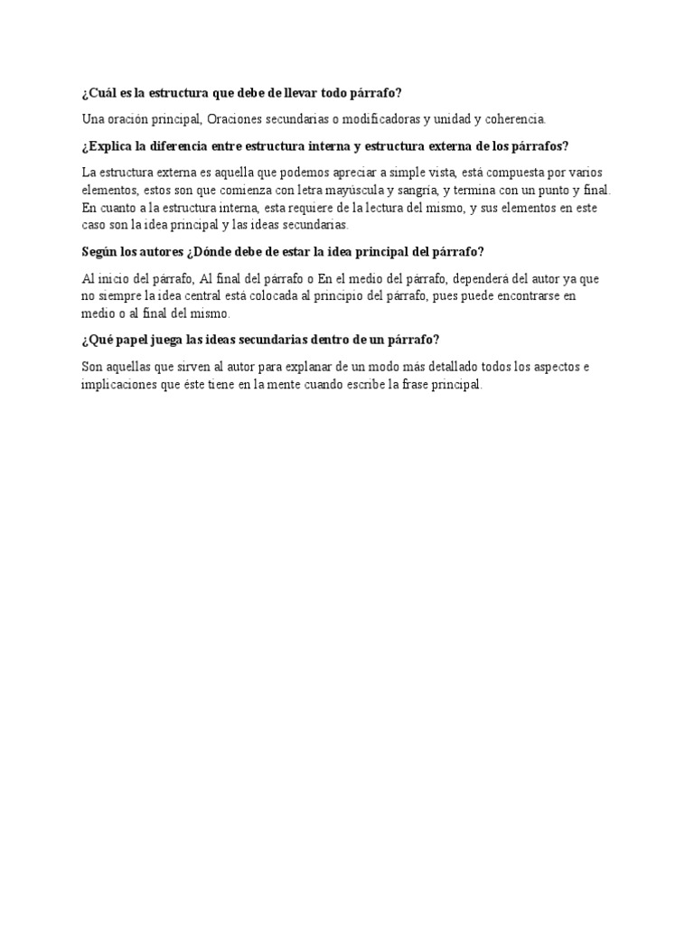 Cuál Es La Estructura Que Debe de Llevar Todo Párrafo | PDF | Crecimiento personal y profesional