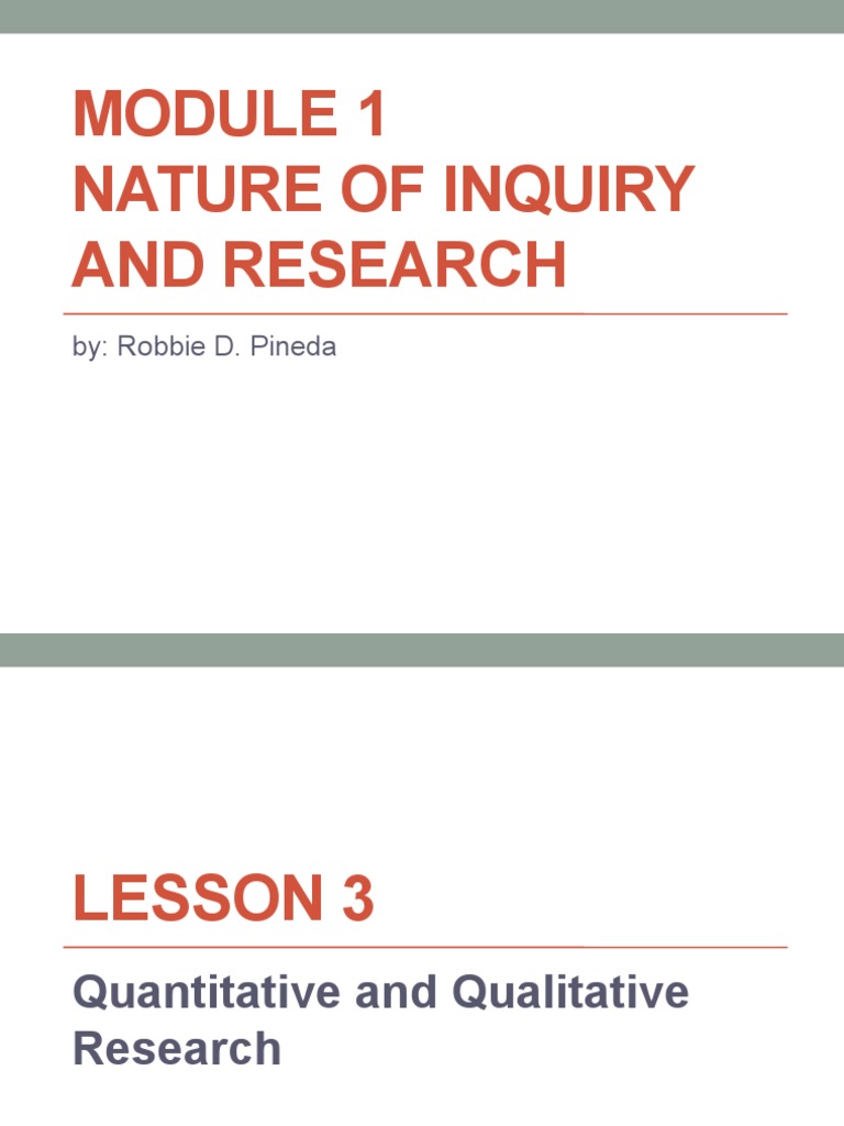 Module 1 Lesson 3 | PDF | Quantitative Research | Qualitative Research