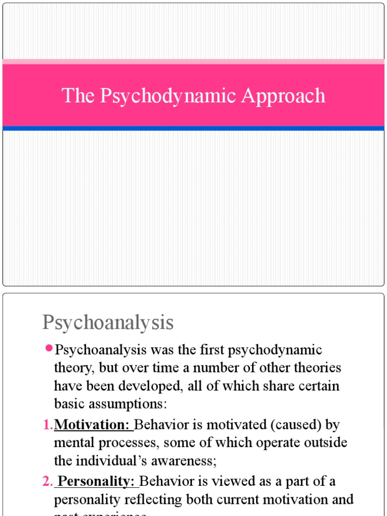 The Psychodynamic Approach - Psychoanalysis | PDF | Id | Unconscious Mind