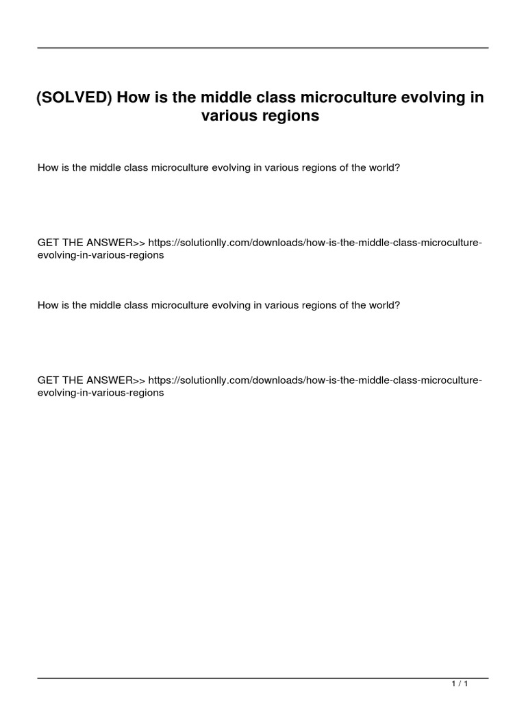 How Is The Middle Class Microculture Evolving in Various Regions | PDF ...