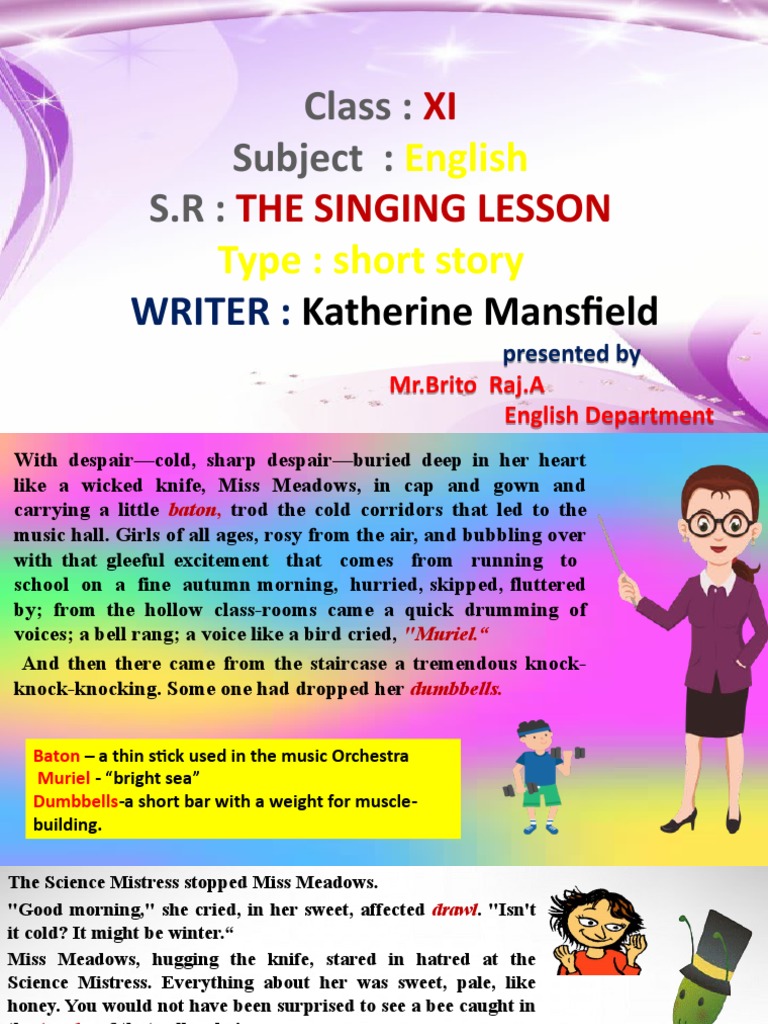 The Singing Lesson Xi STD Part 1 | PDF