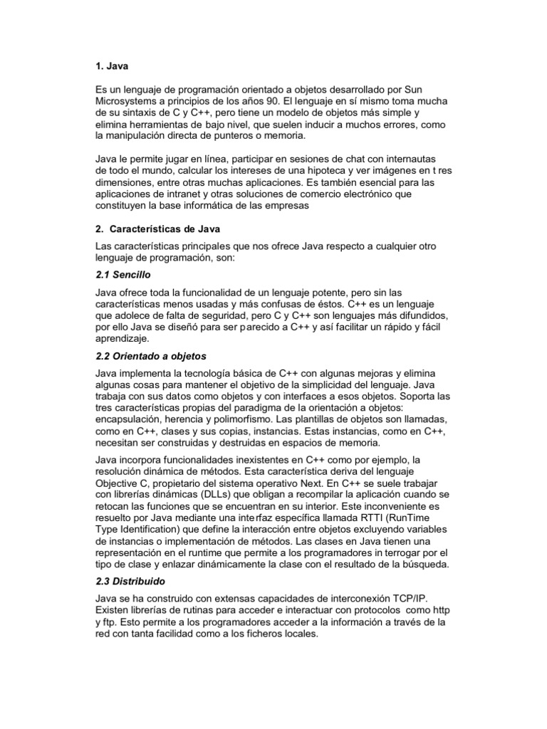 Investigacion de Java | PDF | Java (lenguaje de programación) | Objeto (informática)