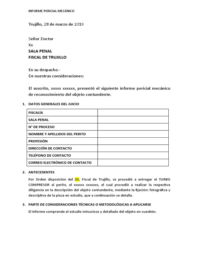 Informe Pericial Mecánico Detallado | PDF | Hogar, jardinería y bricolaje