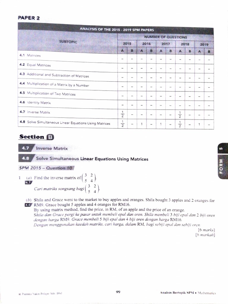 Matrices SPM 2015-2019 | PDF | Matrix (Mathematics) | Theoretical Physics