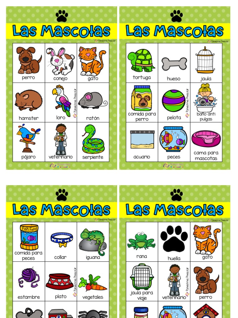 Bingo Mascotas | PDF | Organismos | Animales y humanos