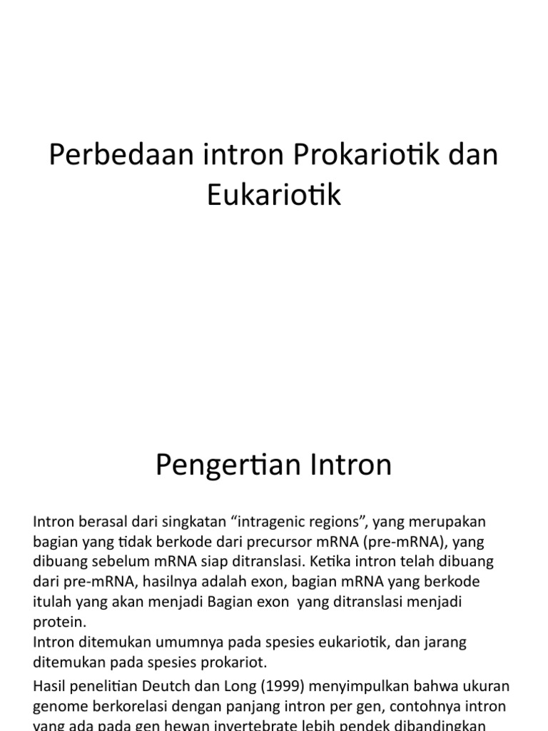 Perbedaan Intron Prokariotik Dan Eukariotik | PDF