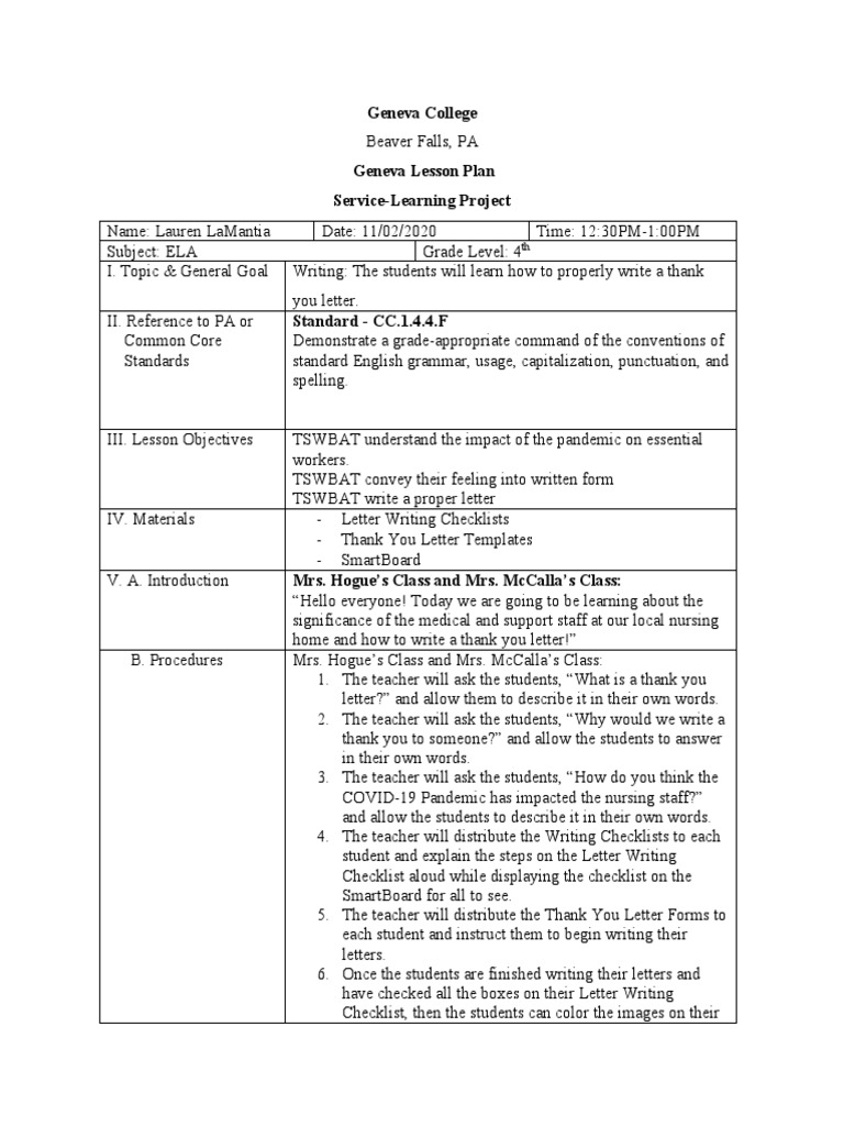 Service Learning Lesson Plan | Download Free PDF | Inclusion (Education ...