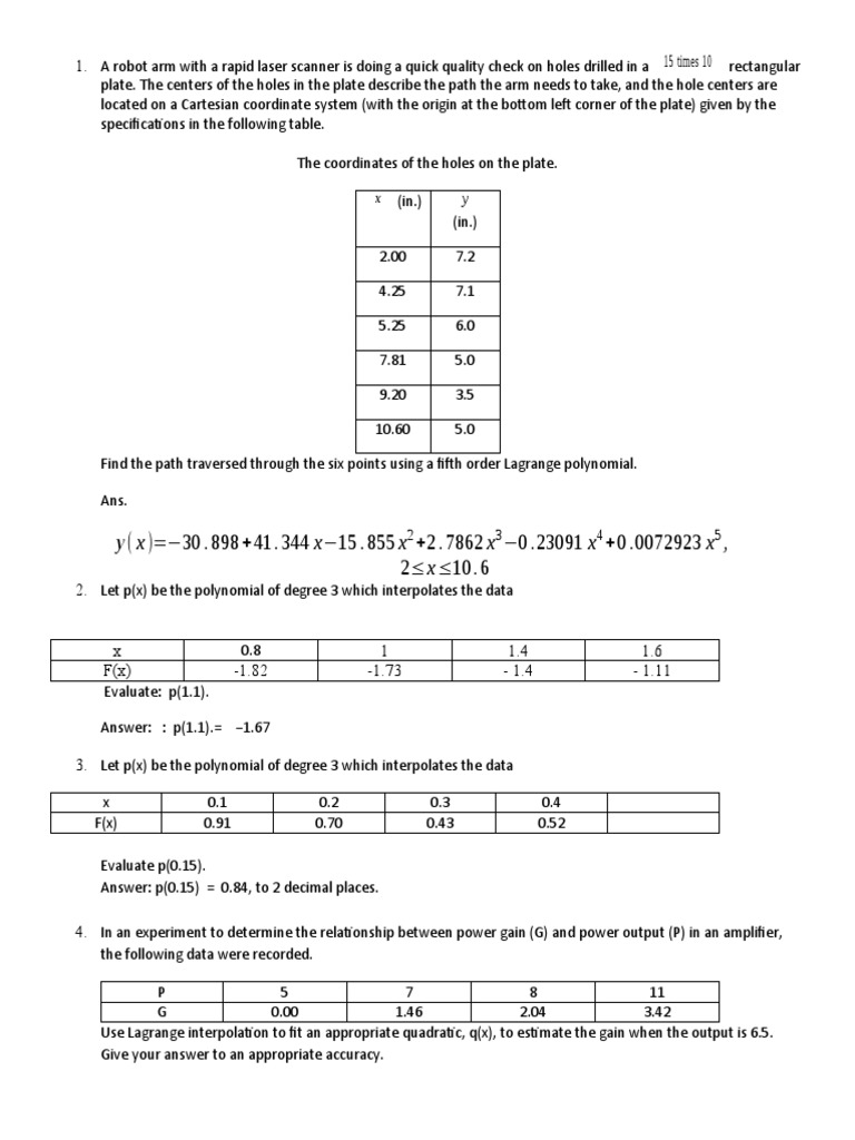 Lagrange Polynomial Path & Interpolation | PDF | Teaching Methods & Materials