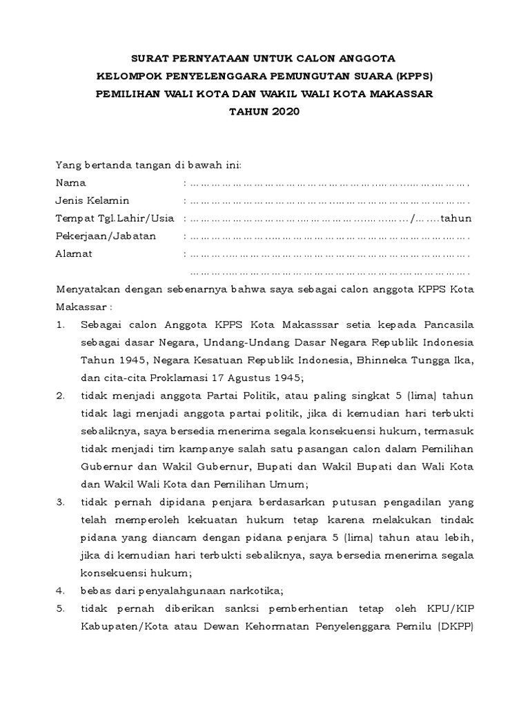 Formulir Pernyataan KPPS | PDF
