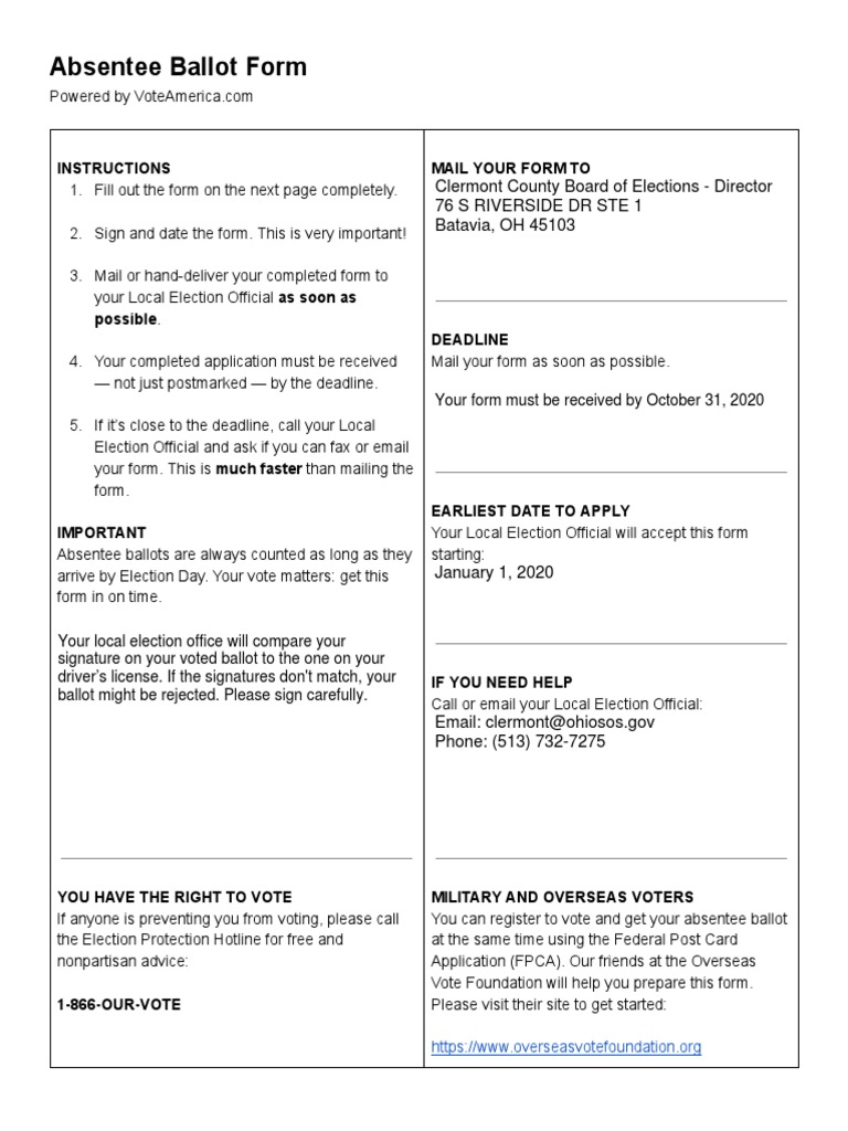 DWV6Ai Oh-Abbott-Ballotrequest PDF | PDF | Absentee Ballot | Elections