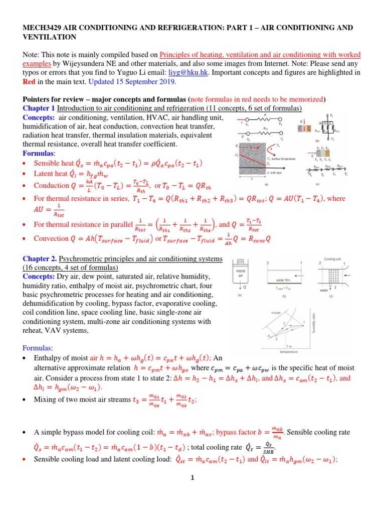 Full Notes For Air Conditioning and Ventilation PDF | PDF | Air ...
