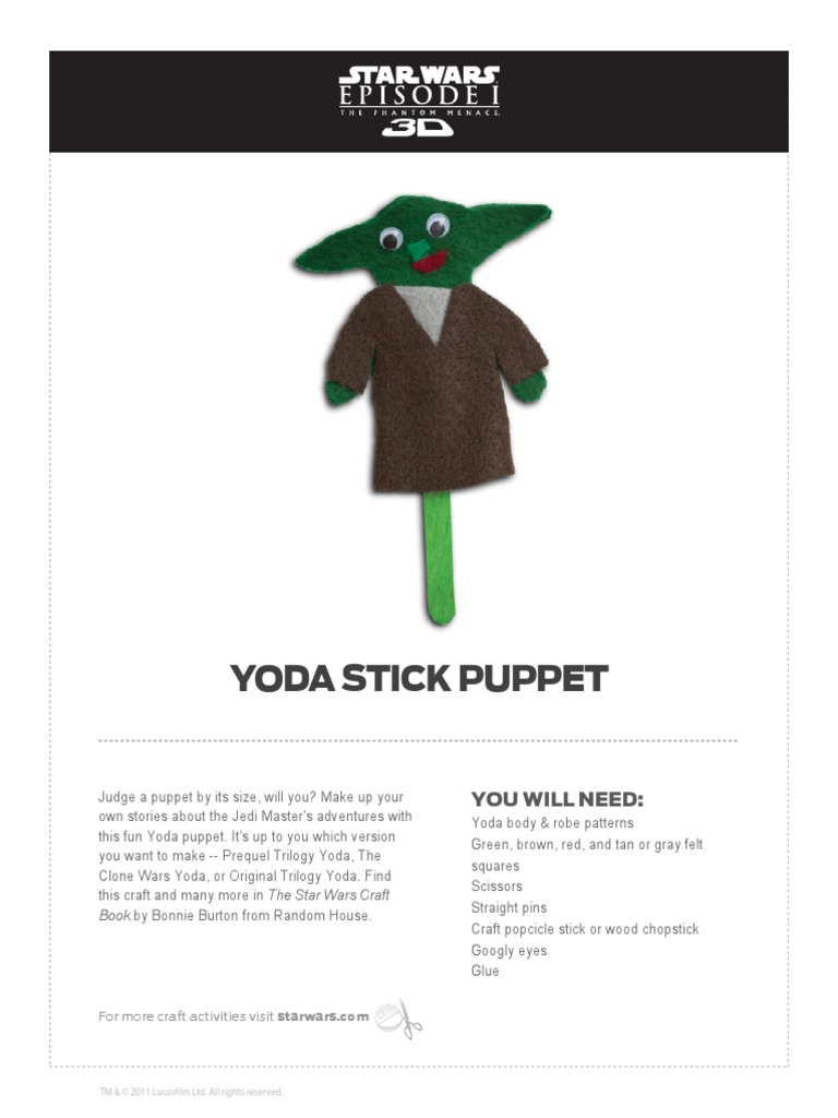 Yoda Stick Puppet: You Will Need | PDF | Star Wars | Works