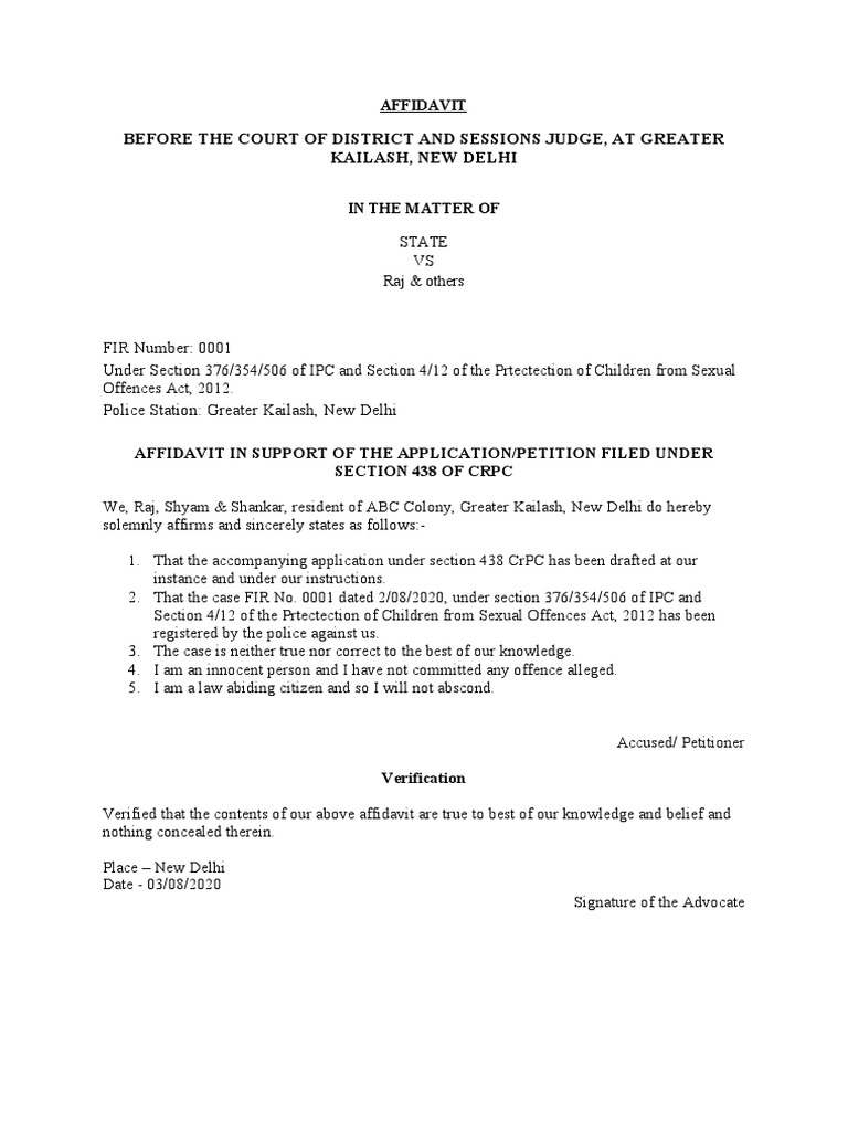 Bail Application Affidavit | PDF