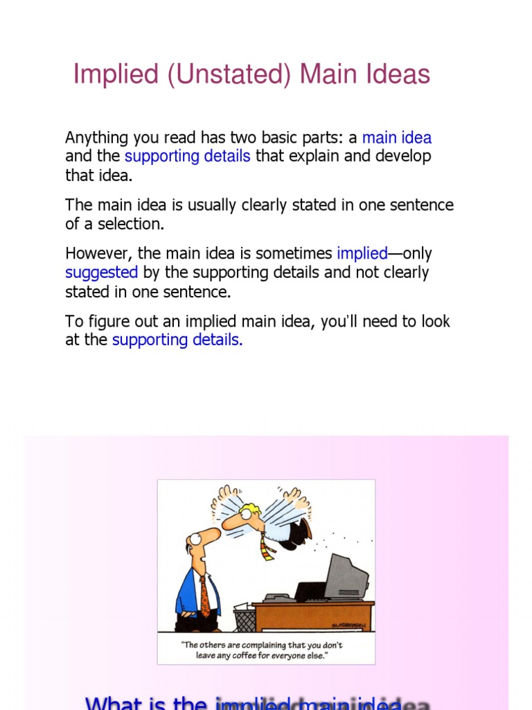 Unstated Main Idea | PDF | Worksheet | Narration