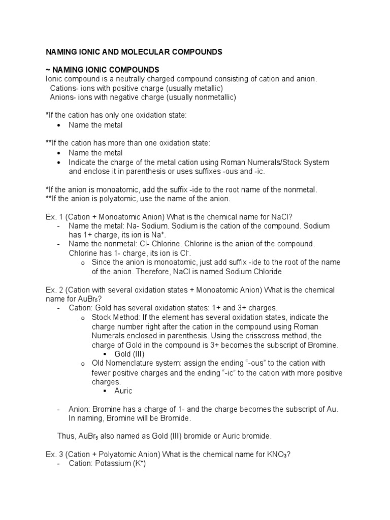 Naming Ionic and Molecular Compounds | PDF | Ion | Chemical Compounds