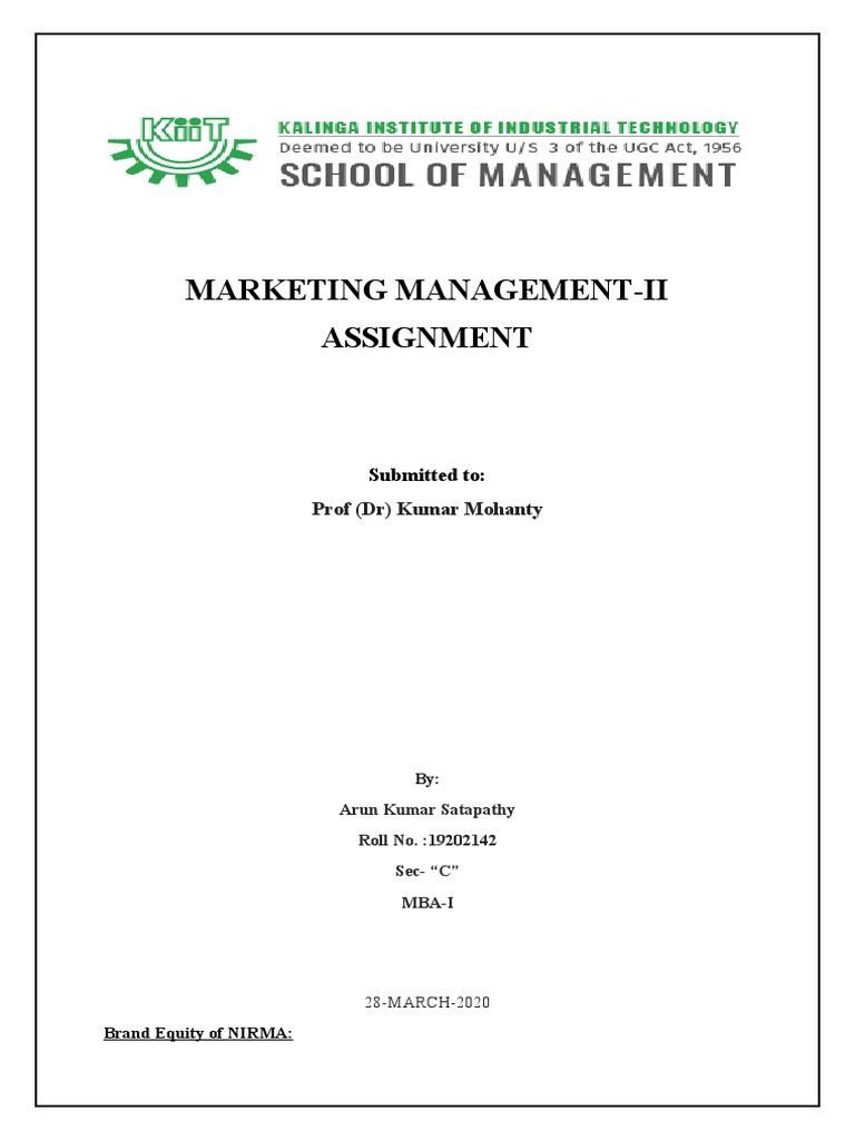 Marketing Management Assignment | PDF | Brand | Microeconomics