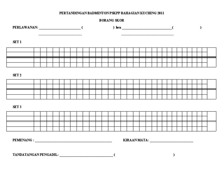 Borang Skor Badminton | PDF