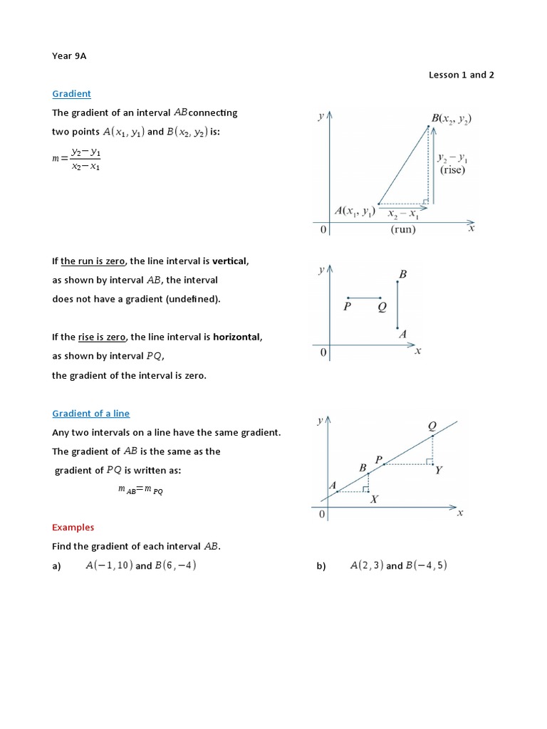 Understanding Gradients: Year 9 Lesson | PDF