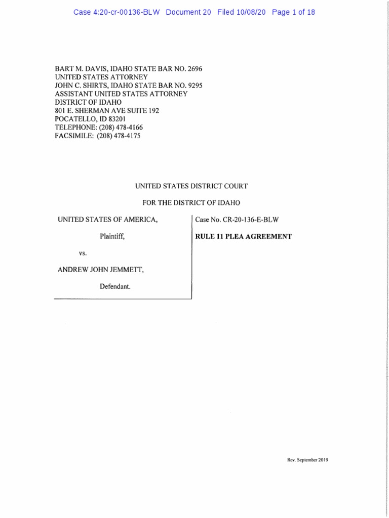 Rule 11 Plea Agreement: Rev. September2019 | PDF | United States ...