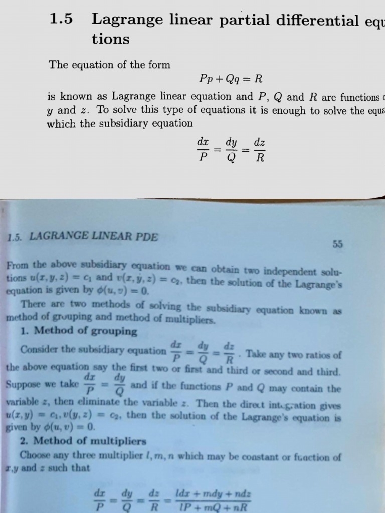 Lagrange's Linear Equation | PDF