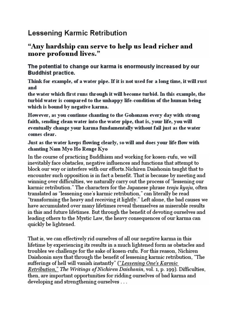 Lessening Karmic Retribution | PDF | Nichiren | Karma