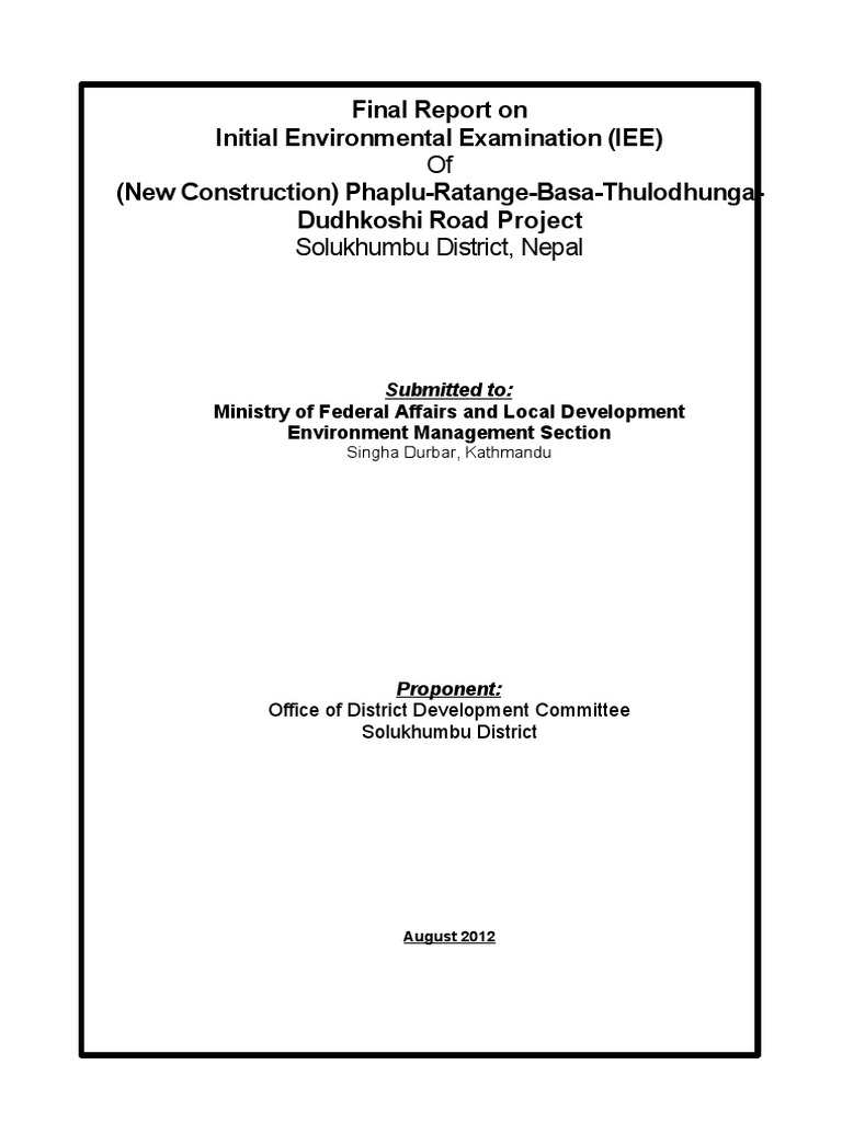 Sample IEE Report | PDF | Environmental Impact Assessment | Emergency Management