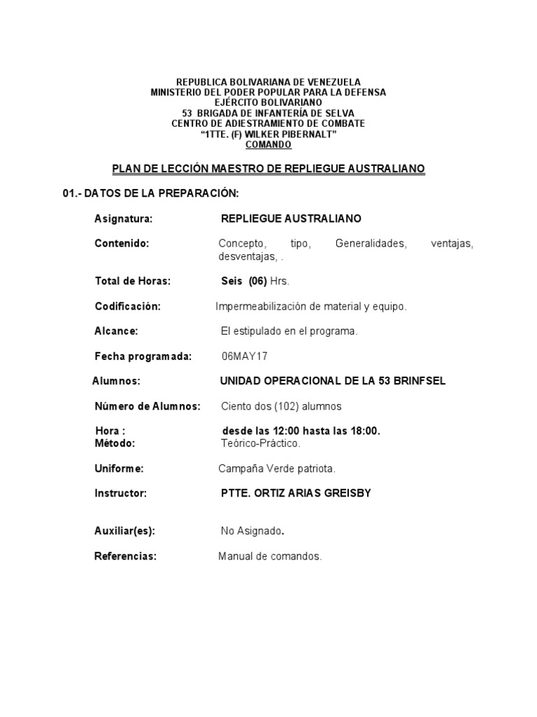 Plan de Leccion de Emboscada Accion Inmediata | PDF | Guerra de la era industrial | Ciencia militar