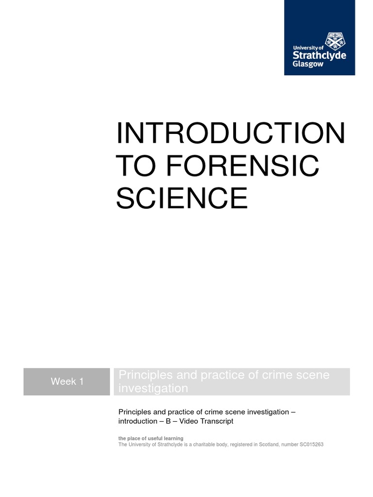 ITFS Week 1 Principles and Practice of Crime Scene Investigation ...